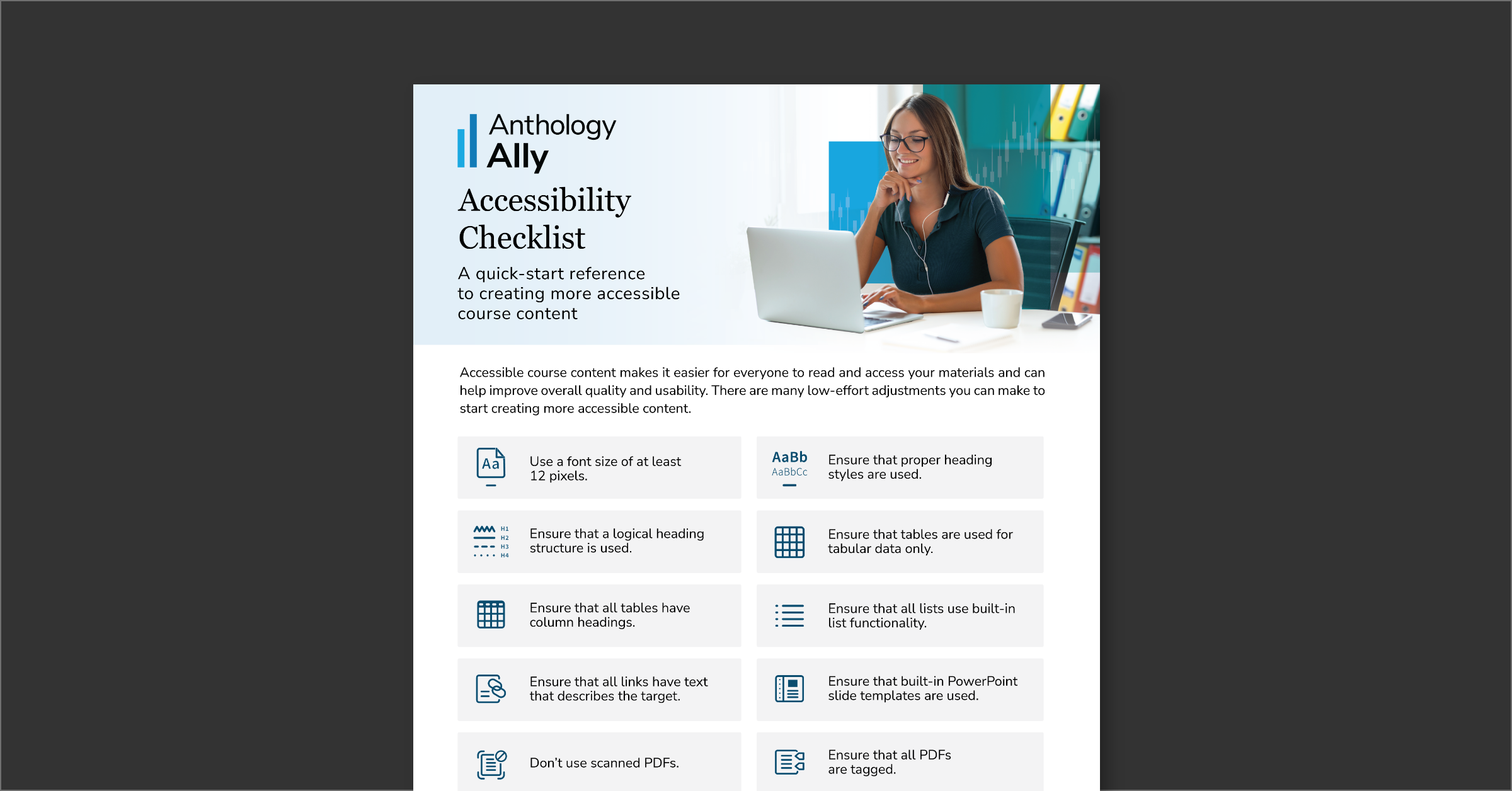 Anthology Ally Accessibility Checklist | Anthology