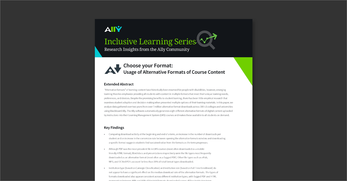 Choose your Format: Usage of Alternative Formats of Course Content | Anthology